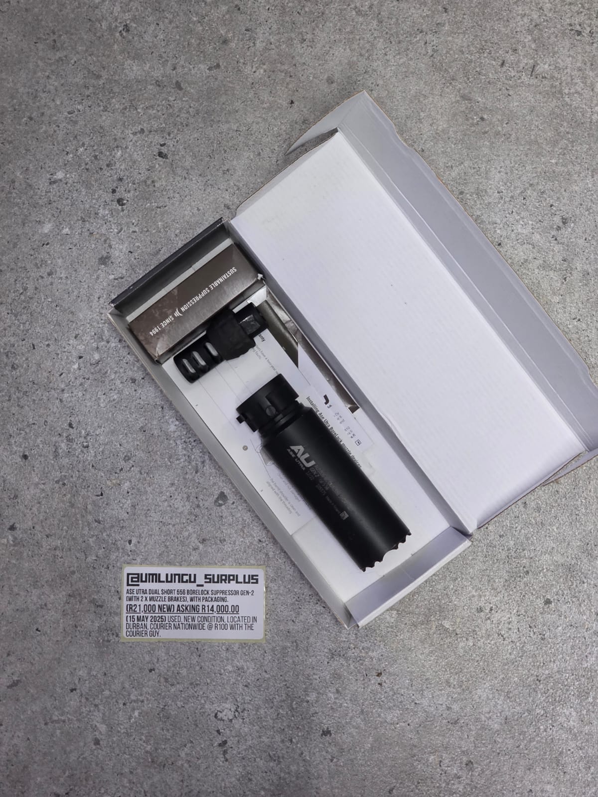ASE UTRA Dual Short 556 Borelock Suppressor Gen-2 with 2 x muzzle ...